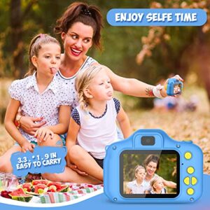 Desuccus Kids Camera Toddler Toys Christmas Birthday Gifts for Boys and Girls Kids Toys 3-9 Year Old HD Video Digital Video Camera for Toddler 5 Puzzle Games with 32GB SD Card (Blue)