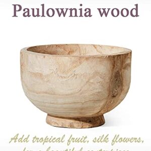 Serene Spaces Living 11" Paulownia Wood Round Bowl, Handmade Wooden Decorative Bowl Fruit Basket for Décor, Parties, Wedding Centerpiece, Floral Arrangements, 7" Tall and 11" Diameter