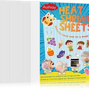 Auihiay 50 Sheets Heat Shrink Plastic Sheet, Sanded Shrink Films Papers, Shrink Plastic Sheets for Mothers Day Kids Creative Craft, 7.9 x 5.7 inch / 20 x 14.5 cm