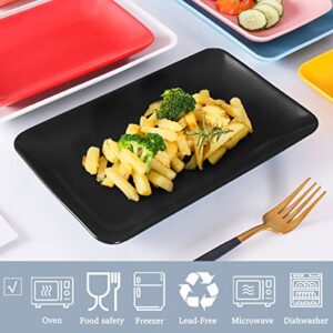 AQUIVER 10" Ceramic Platters - Party Porcelain Matte Rectangular Serving Plates - for Appetizer Plates, Party, Sushi, Entertaining Guests, Set of 3 (Black)