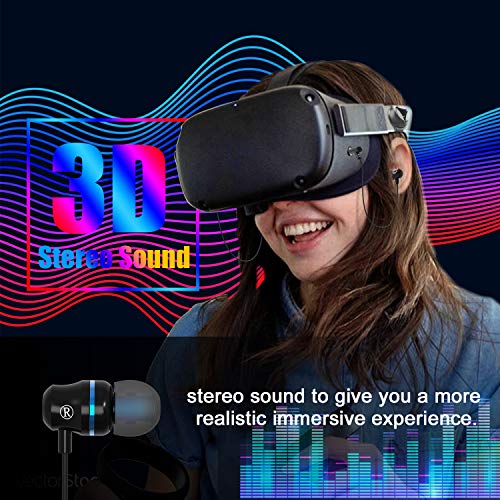 AMVR Noise Isolating Earbuds Earphones Custom Made Only for Oculus Quest 1 VR Headset, with 3D 360 Degree Sound in-Ear Headphones and Earphone Silicone Holders ( 1 Pair )