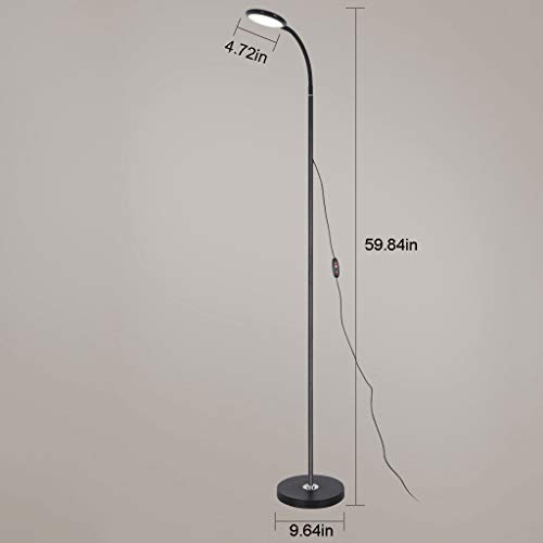 Nihewoo Floor Lamp Remote Control Switch Lamp LED Floor Lamp Adjustable Head Reading Light Desk Lamp Black