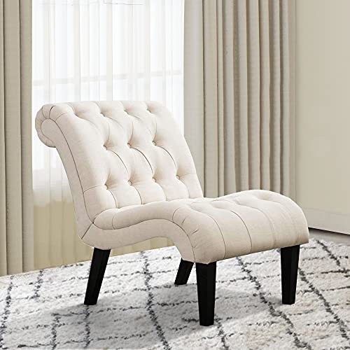 Haobo Home Armless Accent Chair Button Tufted Slipper Chair Side Chair for Dining Room Living Room Bedroom Funiture