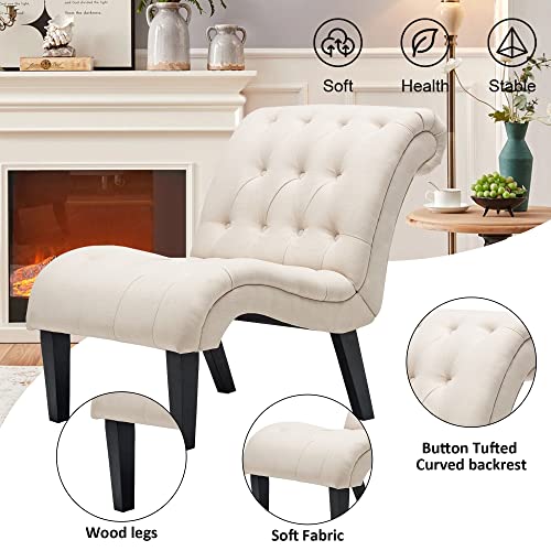 Haobo Home Armless Accent Chair Button Tufted Slipper Chair Side Chair for Dining Room Living Room Bedroom Funiture