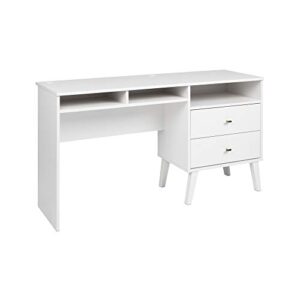 Prepac Milo Desk with Side Storage and 2 Drawers, 55", White