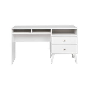 Prepac Milo Desk with Side Storage and 2 Drawers, 55", White