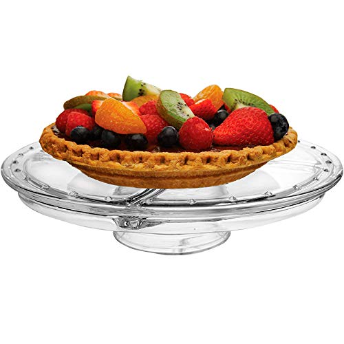 Extra Large (12") 6 in 1 Acrylic Cake Stand with Dome Lid Multifunctional Serving Platter and Cake Plate, Salad Bowl/Veggie Platter/Punch Bowl/Desert Platter/Chips & Dip - BPA Free