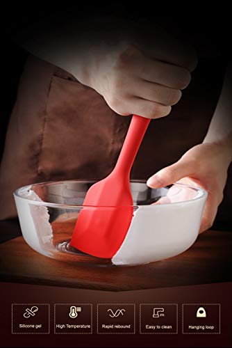 JIANYI Silicone Spatula, One Piece Design Flexible Scraper, Nonstick Small Rubber Kitchen Utensils for Cooking, Baking and Mixing - Red