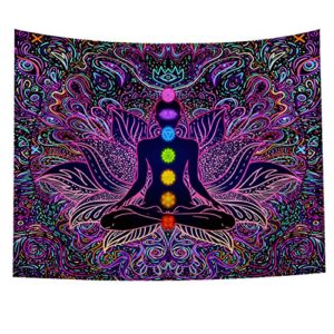 seven chakra tapestry - bohemian mandala yoga meditation wall hanging boho studio room decoration spiritual gift art home bedroom decor living room divider door curtain balcony sheer w59.1"×h51.2"