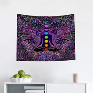 Seven Chakra Tapestry - Bohemian Mandala Yoga Meditation Wall Hanging Boho Studio Room Decoration Spiritual Gift Art Home Bedroom Decor Living Room Divider Door Curtain Balcony Sheer W59.1"×H51.2"