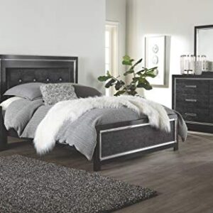 Signature Design by Ashley Kaydell Glam 2 Drawer Nightstand with Faux Alligator Panels & Chrome-Tone Accents, Black