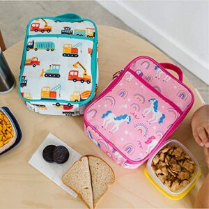 Wildkin Day2Day Kids Lunch Box Bag for Boys & Girls, Perfect for Elementary Lunch Box for Kids, Easy Access Front Pocket, Ideal for Packing Hot or Cold Snacks for School & Travel (Modern Construction)