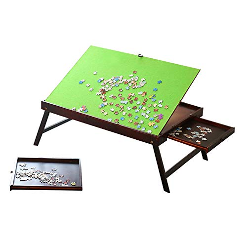 GaGa Adults Kids Children Fold-and-Go Wooden Jigsaw Puzzle Table for Puzzle Games Portable Folding Tilting with Storage Drawers Cover Home Furniture - Puzzle Accessories for 1000 Pcs