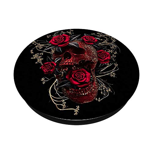 Red Rose Skull PopSockets PopGrip: Swappable Grip for Phones & Tablets