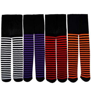 omigga 4 pairs children's tights full striped tights thigh high cosplay costume socks for girl kids halloween christmas costume accessory multicolored