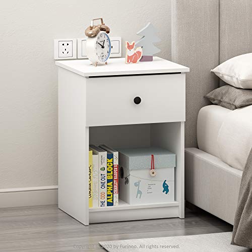 Furinno Tidur Nightstand, 1-Pack, White