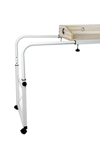 Mind Reader Rolling Adjustable Desk Laptop Workstation, Over Bed or Couch Table, White