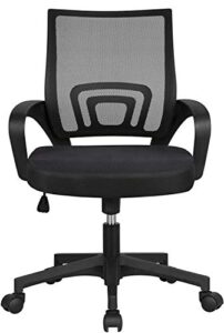 payhere executive task ergonomic desk home computer gaming office chair mesh working chair with mid-back lumbar support armrest modern adjustable swivel rolling desk chair for women men, black