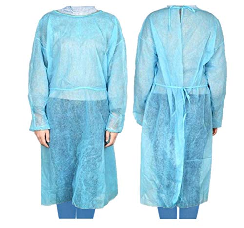 Dealmed Blue Isolation Gown – 10 Count of Disposable Medical Gowns, Blue Latex-Free, Perfect for Hospitals, Medical Facilities, and Physicians’ Offices (Pack of 10)