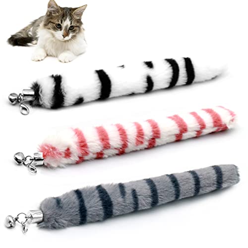 LASOCUHOO Cat Worm Toys, (3 Packs) Interactive Cat Wand Replacement, Cat Wand Refill Attachments for Indoor Cats, Fit for Most Cats