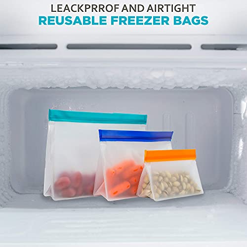 Reusable Ziplock Silicone Food Storage Bags Resealable Plastic Flat Standing Exultimate