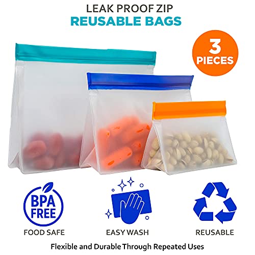 Reusable Ziplock Silicone Food Storage Bags Resealable Plastic Flat Standing Exultimate