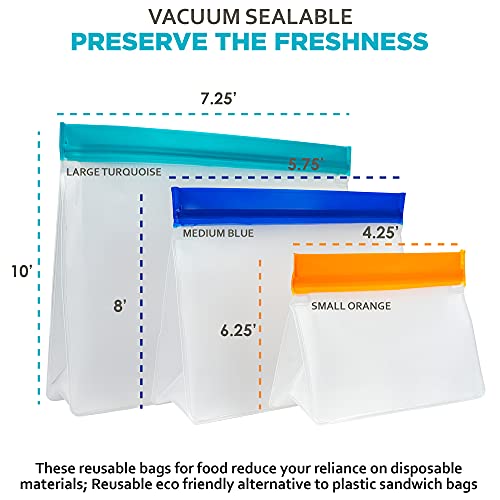 Reusable Ziplock Silicone Food Storage Bags Resealable Plastic Flat Standing Exultimate