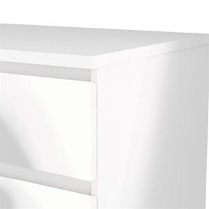 Pemberly Row Modern Contemporary 6 Drawer Wide Double Bedroom Dresser in White High Gloss