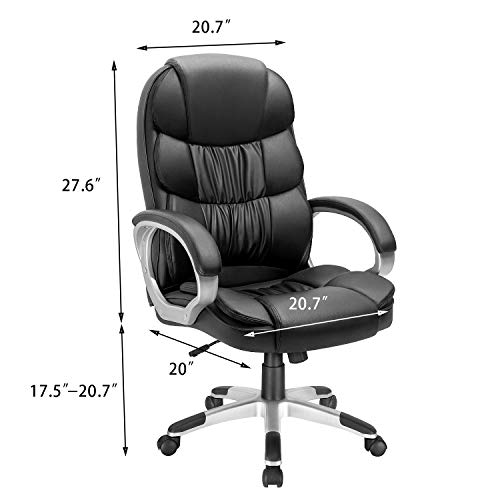 VICTONE Big and Tall Office Chair Ergonomic Desk Chair High Back Executive Computer Chair Adjustable Swivel PU Leather Task Chair with Padded Armrests and Lumbar Support (Black)