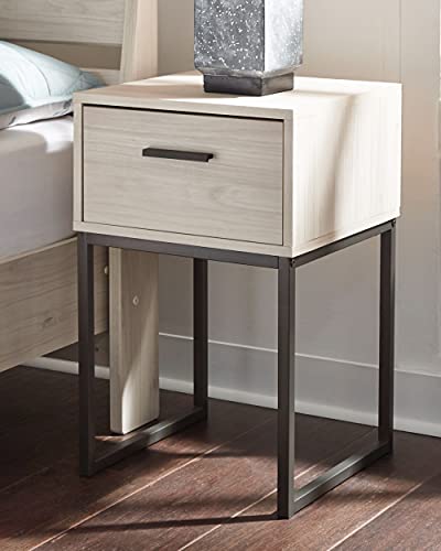 Signature Design by Ashley Socalle Modern Industrial Nightstand, Natural Beige