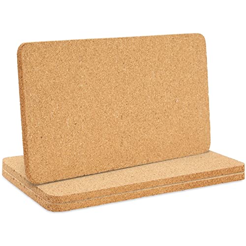 3-Pack Rectangle Cork Trivets for Hot Dishes, Plates, and Kitchen Countertops, Corkboard Heat-Resistant Pads for Hot Pots, Pans, Plates, Planters, Glassware, and DIY Crafts (12.5 x 6.6 Inches)