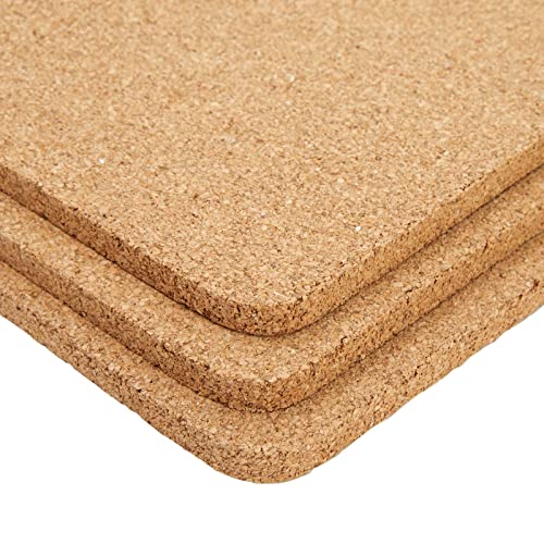 3-Pack Rectangle Cork Trivets for Hot Dishes, Plates, and Kitchen Countertops, Corkboard Heat-Resistant Pads for Hot Pots, Pans, Plates, Planters, Glassware, and DIY Crafts (12.5 x 6.6 Inches)