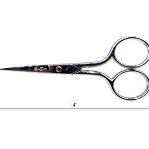 Ultima 4 Inch Embroidery Scissors – Drop Forged Carbon Steel Embroidery Sheers, Straight Blade, Chrome Plated & Made in Italy