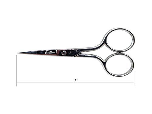 Ultima 4 Inch Embroidery Scissors – Drop Forged Carbon Steel Embroidery Sheers, Straight Blade, Chrome Plated & Made in Italy