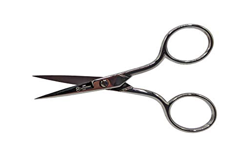 Ultima 4 Inch Embroidery Scissors – Drop Forged Carbon Steel Embroidery Sheers, Straight Blade, Chrome Plated & Made in Italy