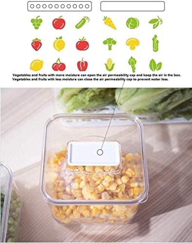 blitzlabs Fridge Food Storage Bin Containers Keeper Produce Saver, Stackable Organizer Bins Baskets with Lids and Removable Drain Tray for Veggie, Berry, Fruits and Vegetables, Set of 3