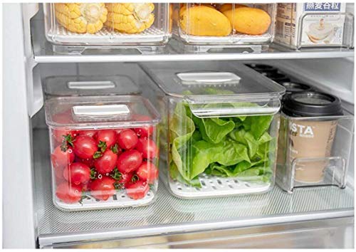 blitzlabs Fridge Food Storage Bin Containers Keeper Produce Saver, Stackable Organizer Bins Baskets with Lids and Removable Drain Tray for Veggie, Berry, Fruits and Vegetables, Set of 3