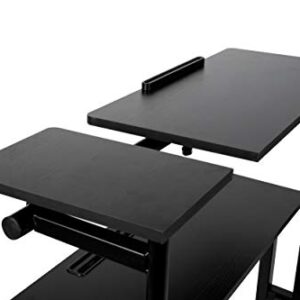 Mind Reader Woodland Collection, Mobile Sit/Stand Laptop Desk with Side Storag Adjustable, Tiltable, Lockable Casters, Portable, X-Large, Black