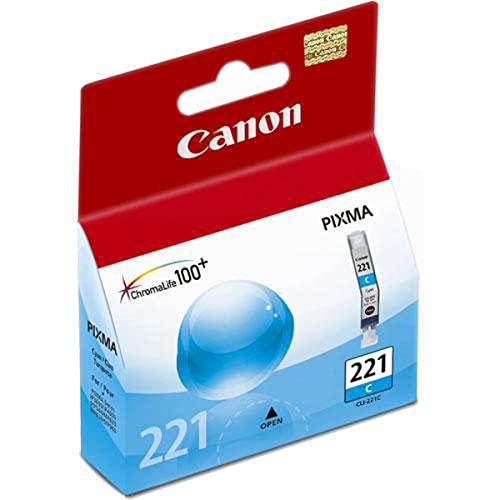 Canon 2 Pack CLI-221C Cyan Color Ink Tank for Select PIXMA IP, MP, MX Series Printers