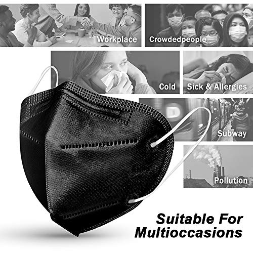 [50 Pieces] Disposable KN95 Face Mask Mouth Cover Masks (Black)