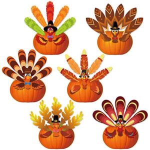 konsait thanksgiving pumpkin turkey making kit, thanksgiving turkey craft for kids, 6 turkeys fall decor, for give thanks thanksgiving party fall turkey craft thanksgiving party games accessories