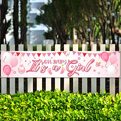 Its a Girl Banner Baby Shower Decorations, Welcome Home Banner, Horizontal Pink Large Fabric It is a Banner Backdrop Background, Shower Yard Sign Party Photo Booth Decorations, 71 x 15.7 Inches