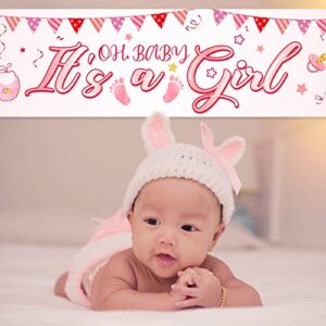 Its a Girl Banner Baby Shower Decorations, Welcome Home Banner, Horizontal Pink Large Fabric It is a Banner Backdrop Background, Shower Yard Sign Party Photo Booth Decorations, 71 x 15.7 Inches