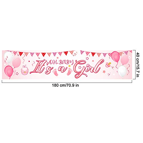 Its a Girl Banner Baby Shower Decorations, Welcome Home Banner, Horizontal Pink Large Fabric It is a Banner Backdrop Background, Shower Yard Sign Party Photo Booth Decorations, 71 x 15.7 Inches