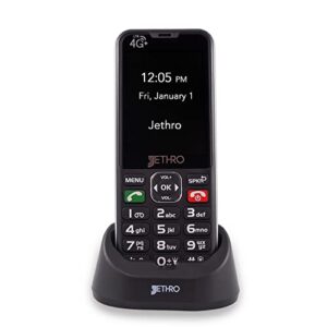 jethro sc490 [4g] unlocked cell phone for seniors & kids, talk & text only, supports picture dialing, accessories included (charging dock, usb & sim card)