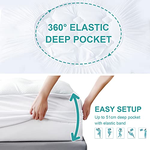 Hansleep Memory Foam Mattress Topper Twin XL, Cooling Mattress Pad for College Dorm Single Bed, Breathable Twin Extra Long Mattress Covers with Deep Pocket, 39x80 Inches, White