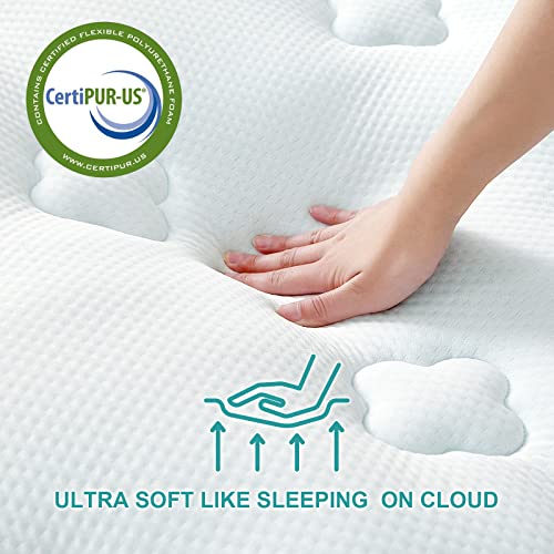 Hansleep Memory Foam Mattress Topper Twin XL, Cooling Mattress Pad for College Dorm Single Bed, Breathable Twin Extra Long Mattress Covers with Deep Pocket, 39x80 Inches, White