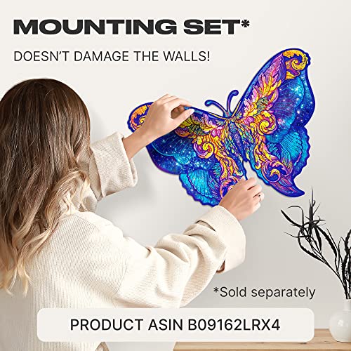 UNIDRAGON Original Wooden Jigsaw Puzzles - Intergalaxy Butterfly, 108 pcs, Small 9"x6.7", Beautiful Gift Package, Unique Shape Best Gift for Adults and Kids