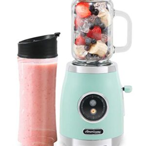 Americana EPB399M by Elite Glass Mason Jar Blender with 17oz Jar + 20oz. Sports Bottle, Blend Personal Smoothie, Crush Ice, Shakes, Keto Protein, 300 Watts