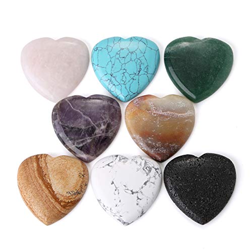 ATLLM Turquoise Heart Phone Grip, Crystal Gemstone Collapsible Holder, Worry Palm Stone for Phone and Tablet